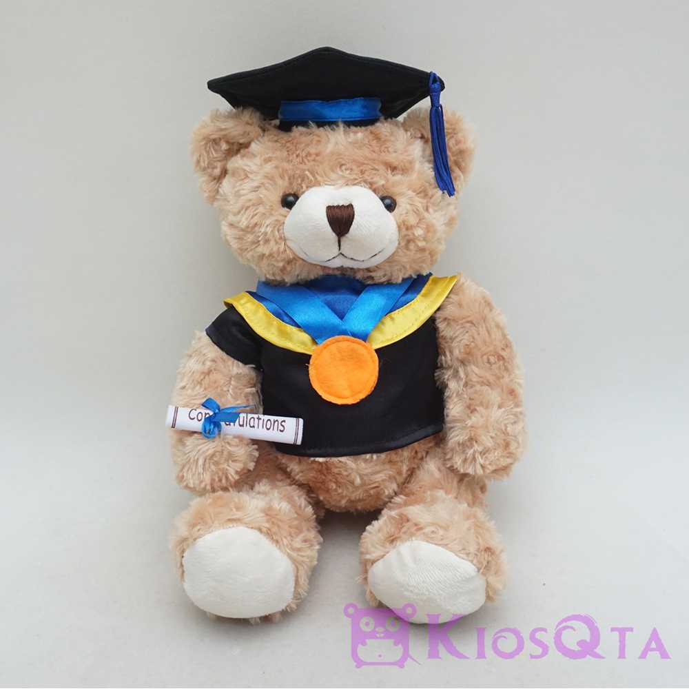 Jual boneka teddy bear beruang wisuda coklat muda toga hitam