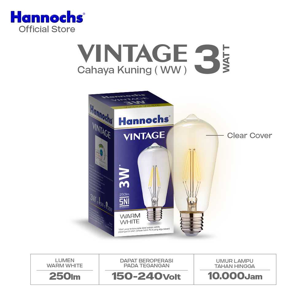 Jual Hannochs Lampu LED Filament Vintage 3W - Cahaya Kuning