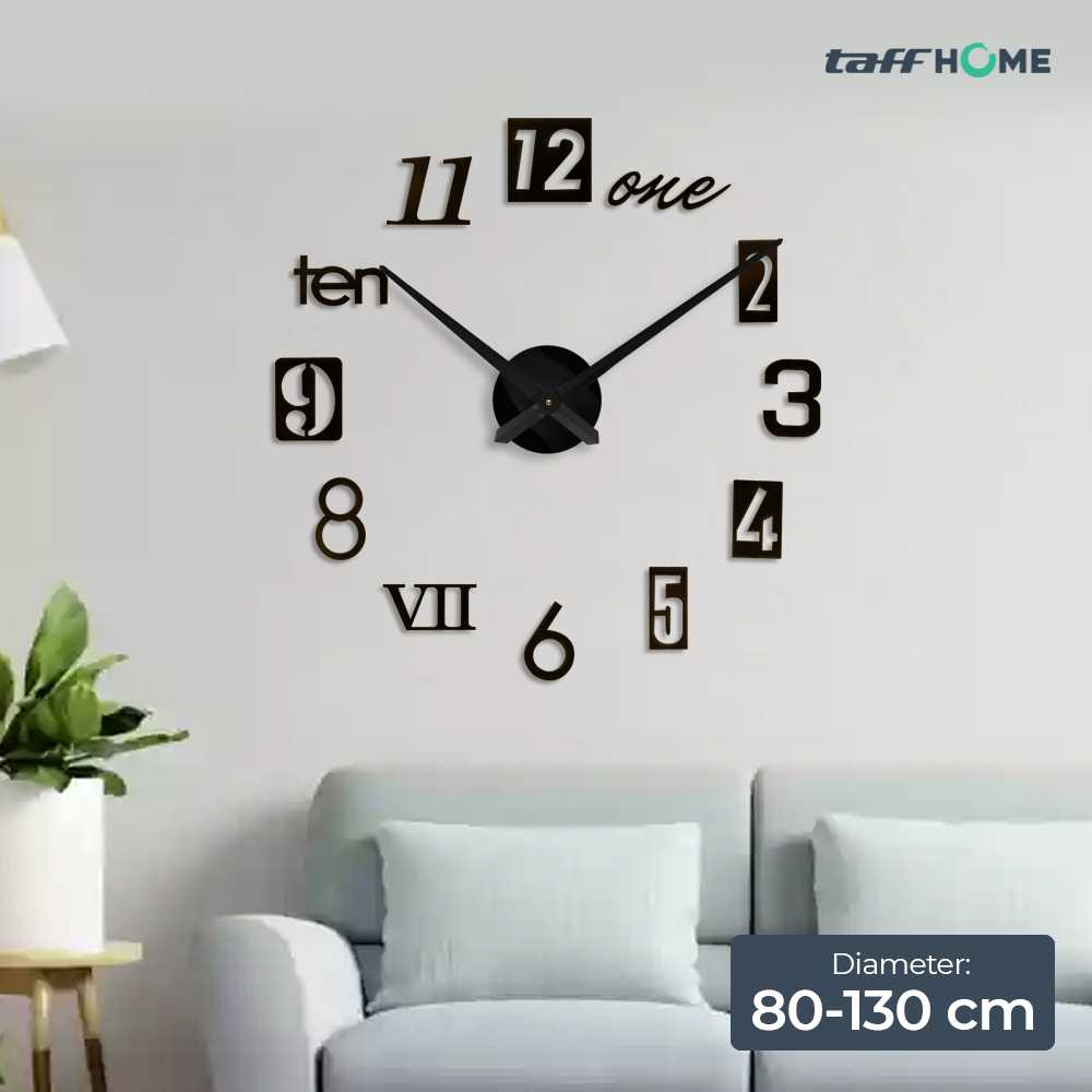 Jual TaffHOME Jam Dinding Besar DIY Giant Clock Quartz 80-130cm
