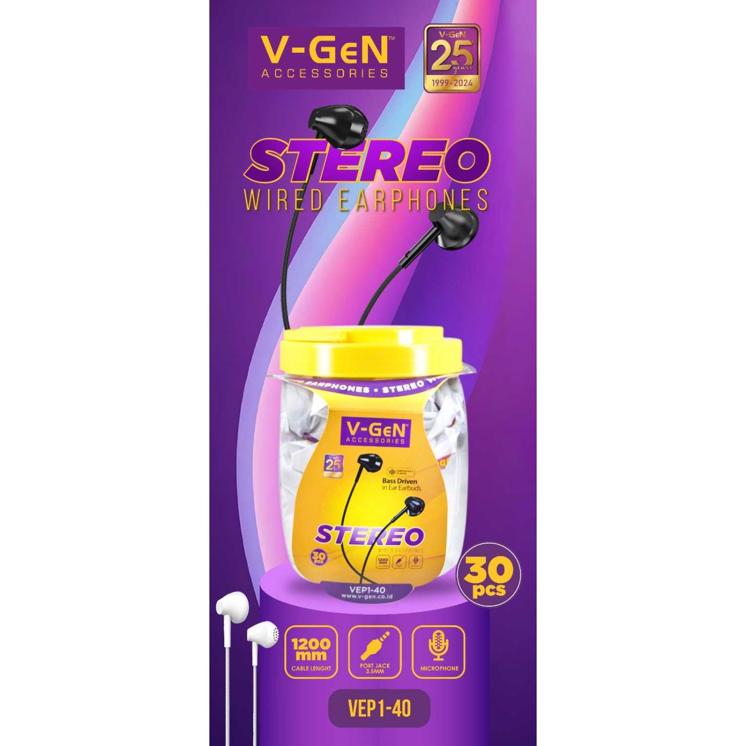 Jual Earphone V-GeN VEP1-40 Wired Headset Handsfree Stereo 1