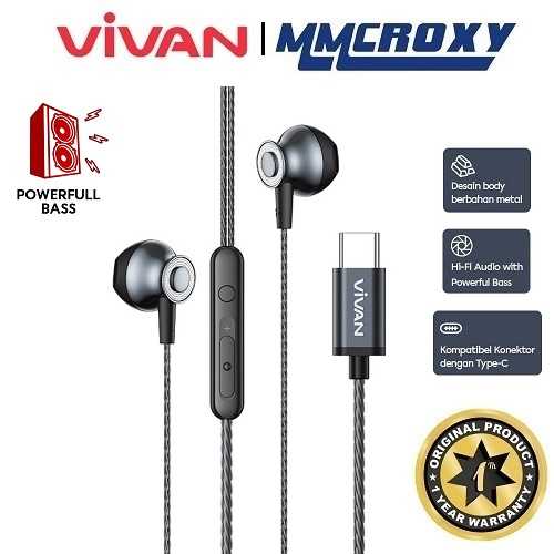Jual Vivan Q16 Earphone Wired Headset Type C Metal HiFi Audio