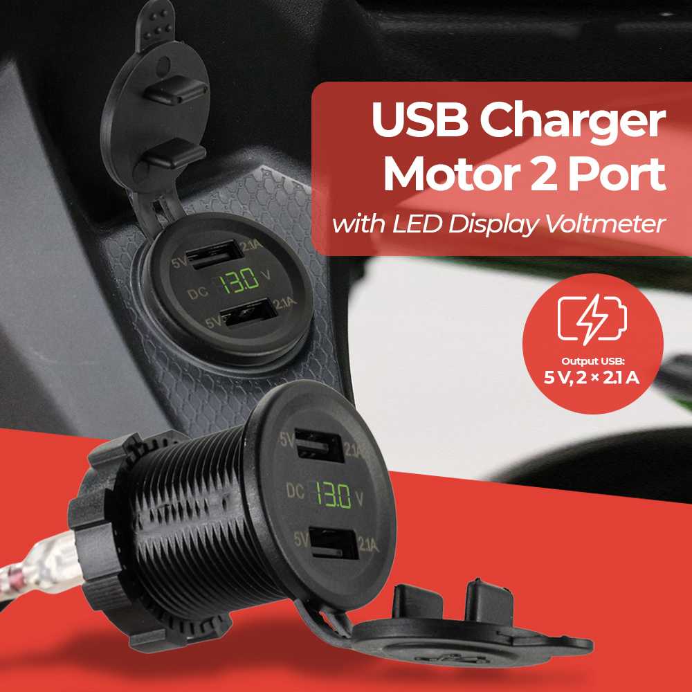Jual OTOHEROES USB Charger Motor 2 Port 4.2A with LED Display