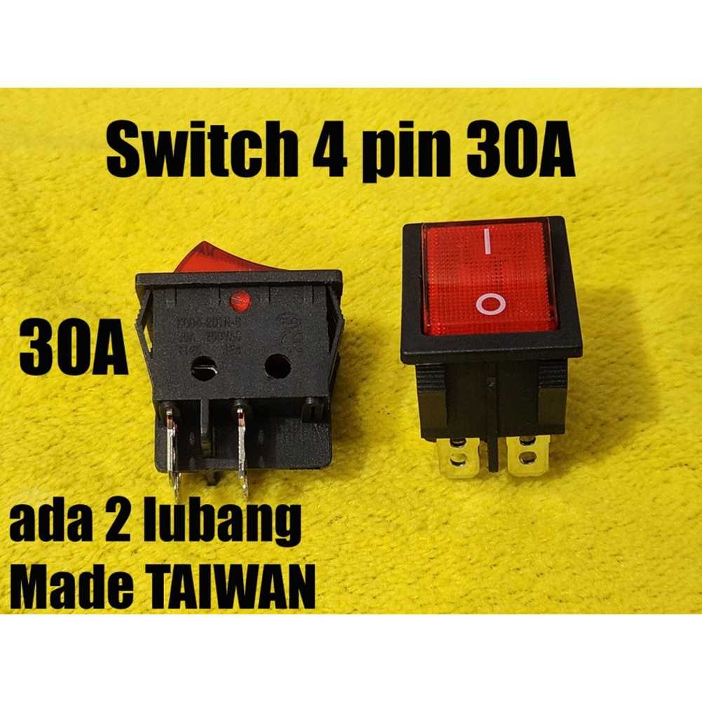 Jual Saklar 4 Kaki 30A Merah TAIWAN / Switch 4 pin 30A Besar