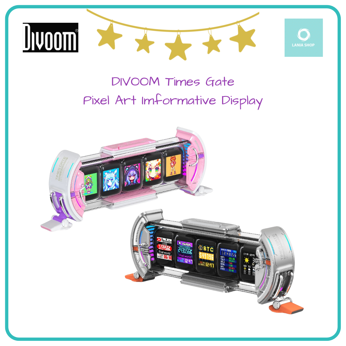 Jual DIVOOM Times Gate - Pixel Art Imformative Display - Jam