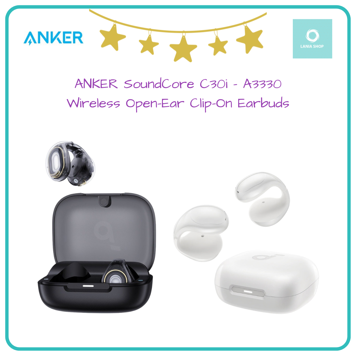 Jual ANKER SoundCore C30i - Wireless Open-Ear Clip-On Earbuds