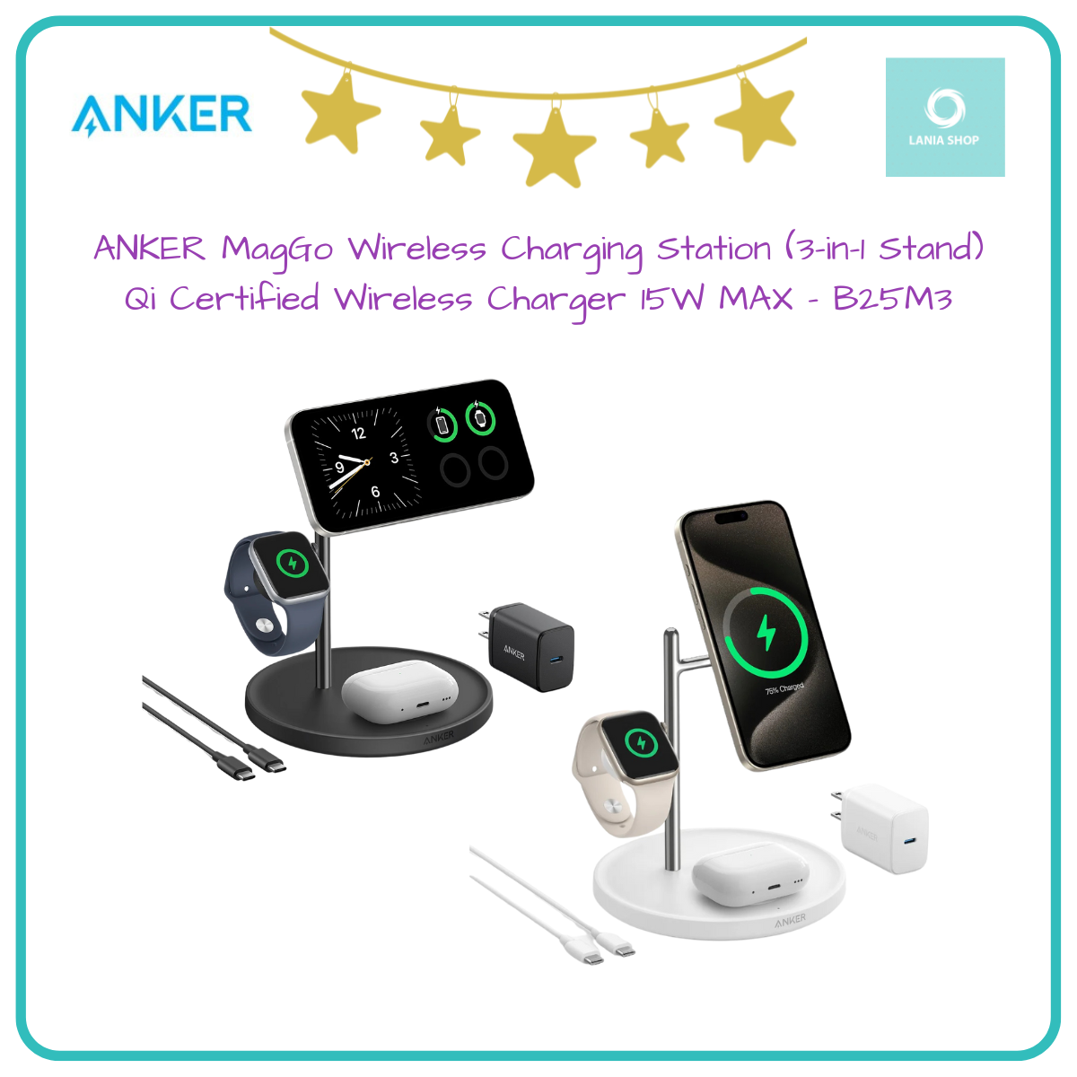 Jual ANKER MagGo Wireless Charging Station (3-in-1 Stand) - Qi
