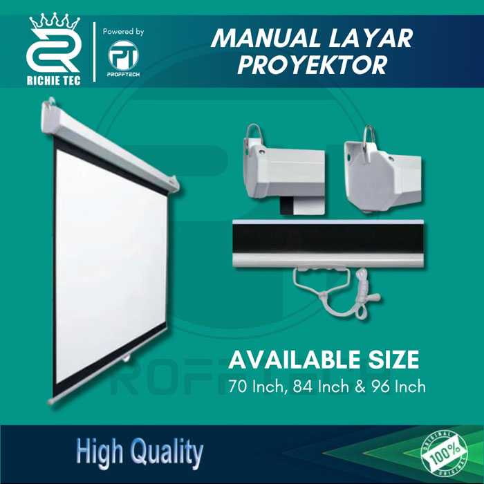 Jual Richie Tec Layar Proyektor Manual Wall Screen Projector