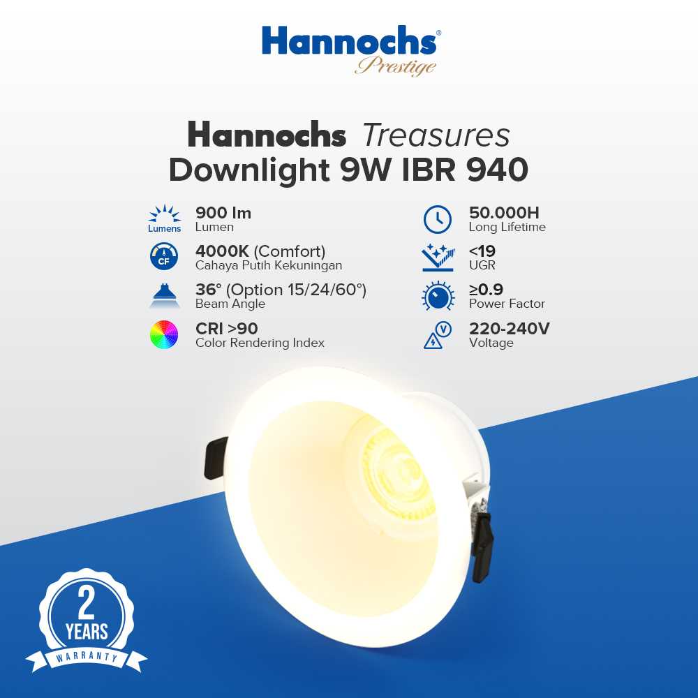 Jual Hannochs Treasures Downlight COB (DS1) 9W IBR 940 (4000K)