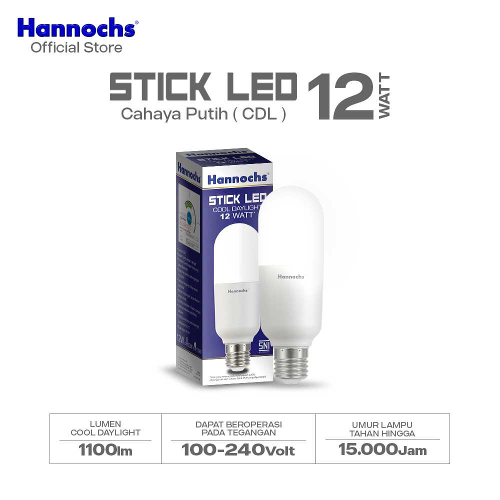 Jual Hannochs Lampu Bohlam LED Stick 12W Cahaya Putih | Jakmall.com