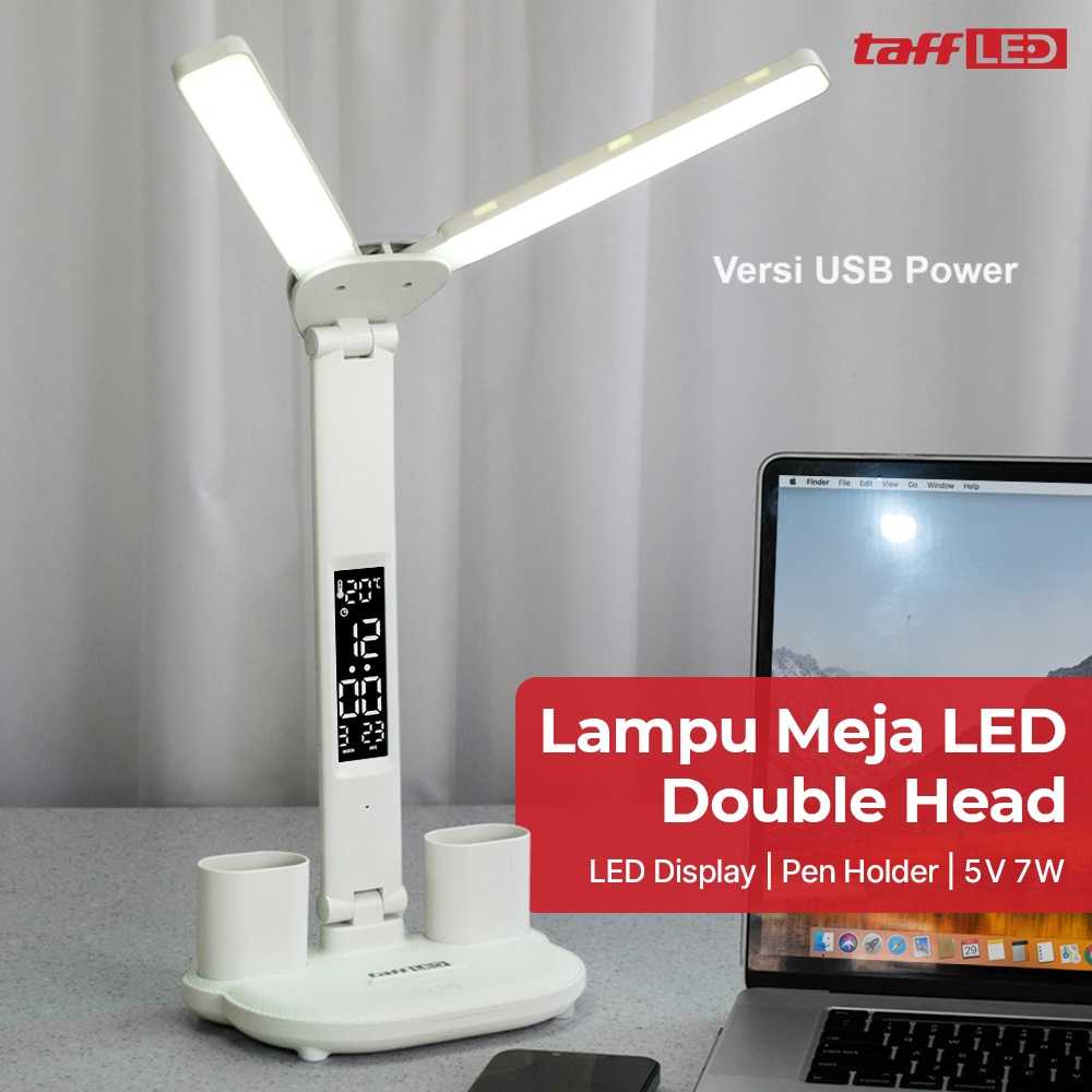 Jual TaffLED Lampu Meja Baca LED Display Double Head USB Power