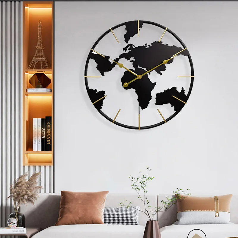 Jual OUGWA Jam Dinding Besar Globe Design Iron Silent Movement