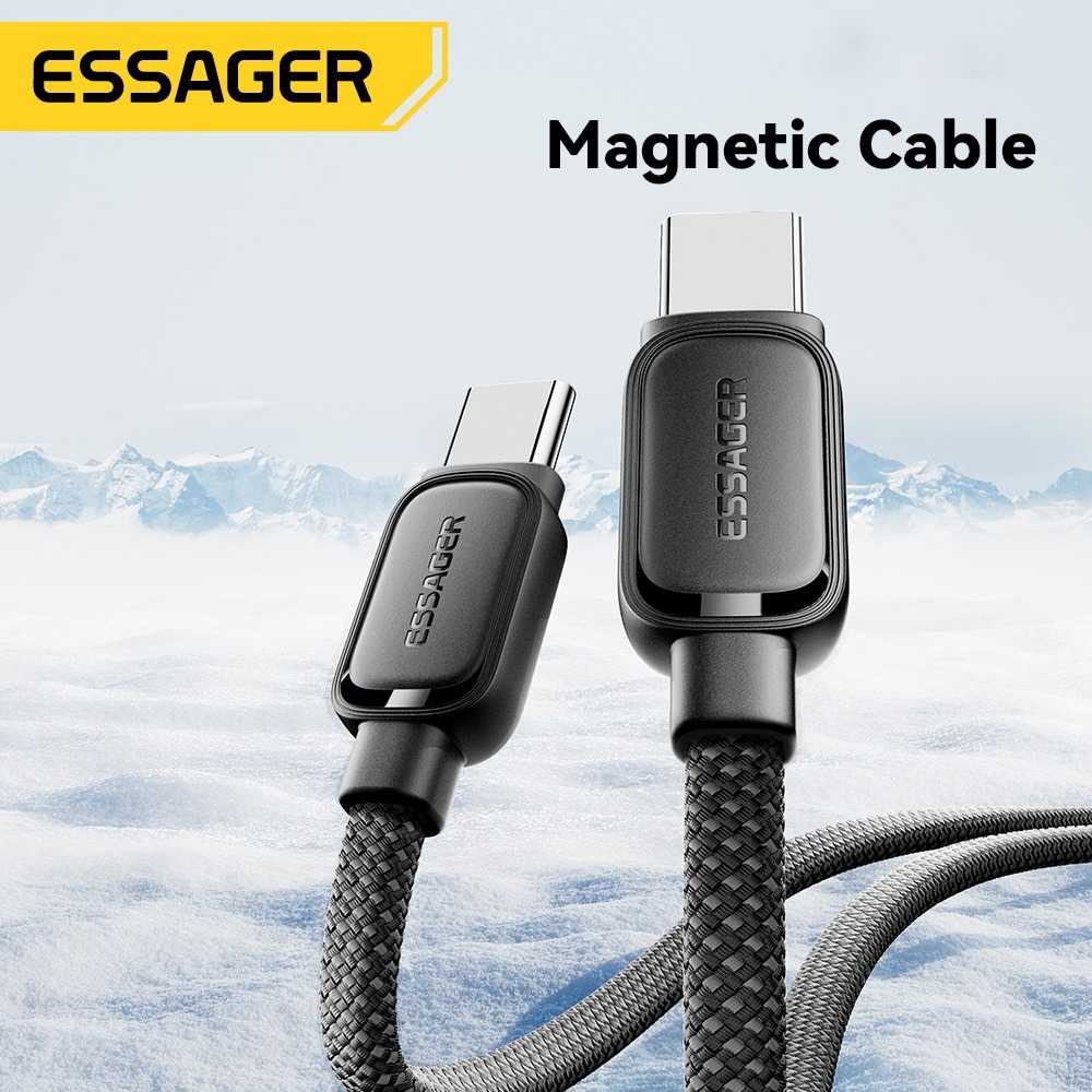 Jual ESSAGER Kabel Data Type C to Type C PD Magnetic Braided 60W