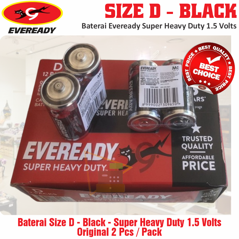 Jual BATERAI EVEREADY BESAR SIZE D R20S HITAM - HEAVY DUTY