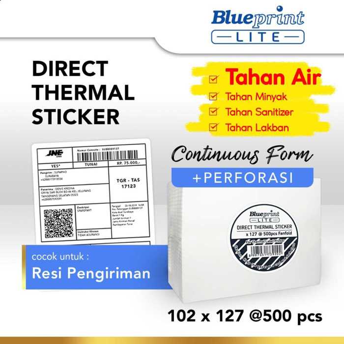 Jual Blueprint Lite Direct Thermal Sticker Label Stiker Barcode