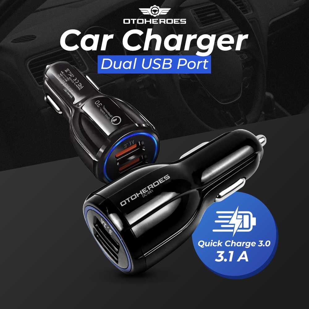 Jual OTOHEROES Car Charger Mobil Fast Charging QC 3.0 Dual USB