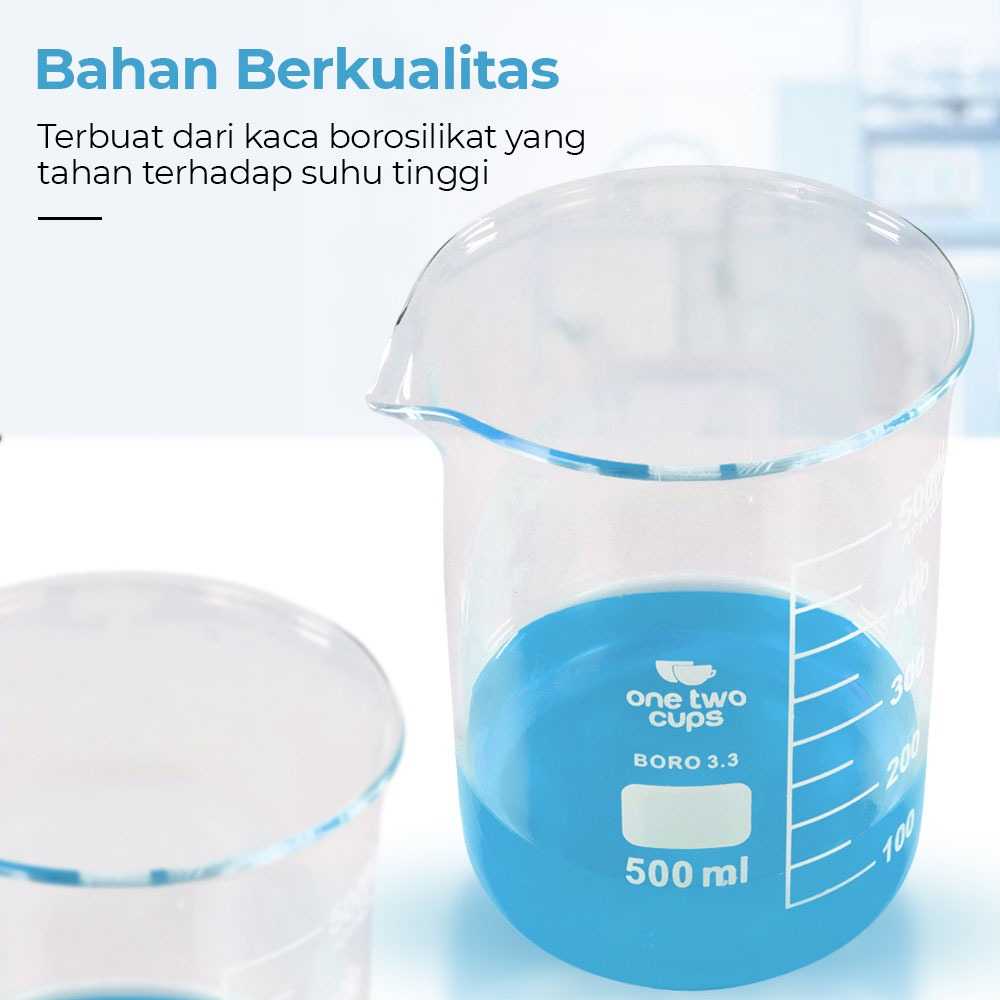 Jual Gelas Ukur Lab Kimia Kaca Borosilikat Gelas Takar 500ml WMO