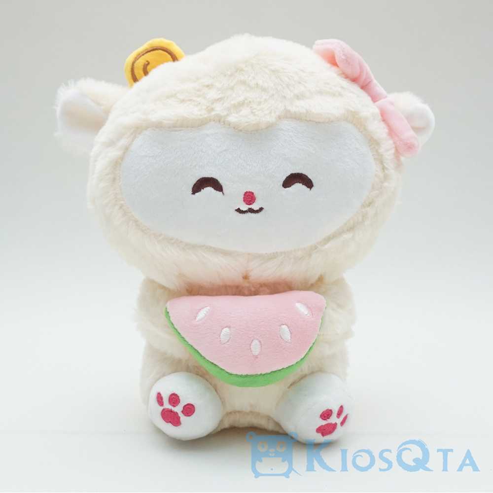 Jual boneka domba lucu cute sheep bawa semangka putih krem small