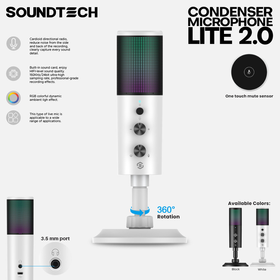 Jual SOUNDTECH Lite 2.0 USB Microphone Condenser Cardioid RGB