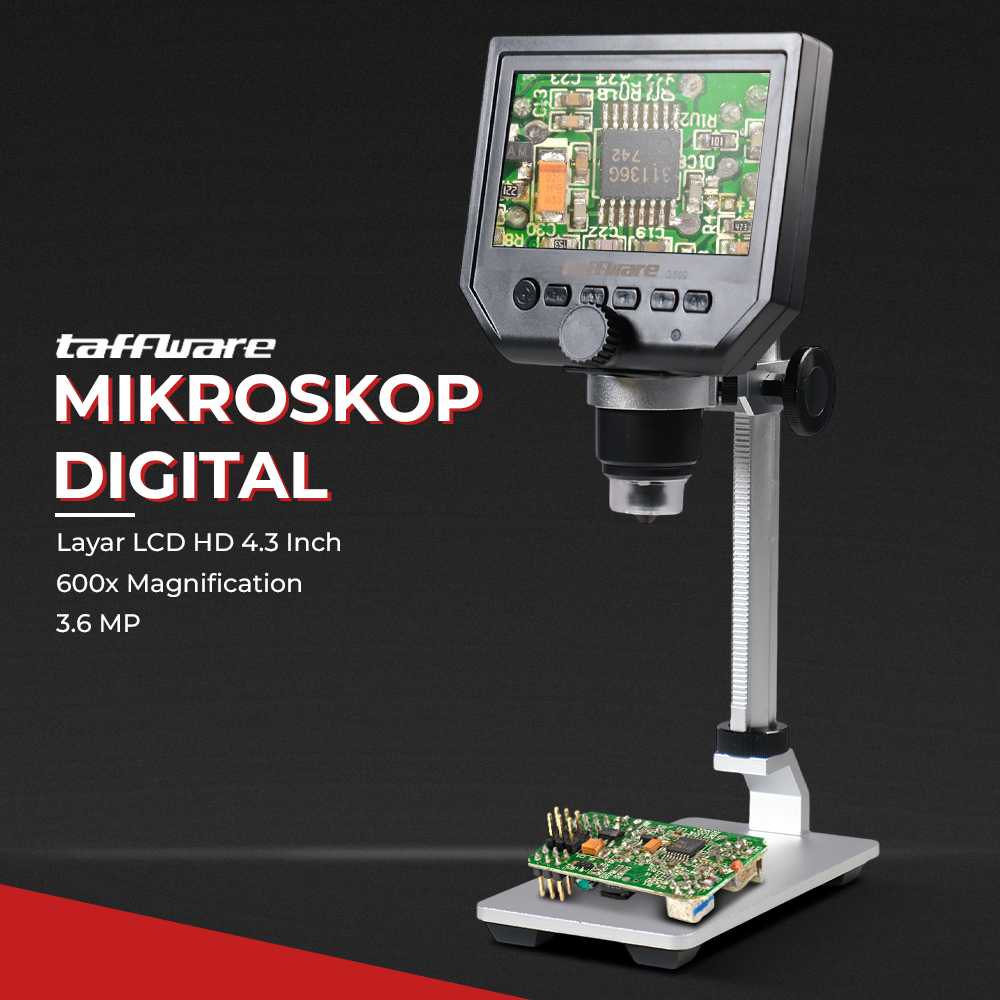 Jual Taffware Mikroskop Digital 3.6MP 600X dengan Monitor dan