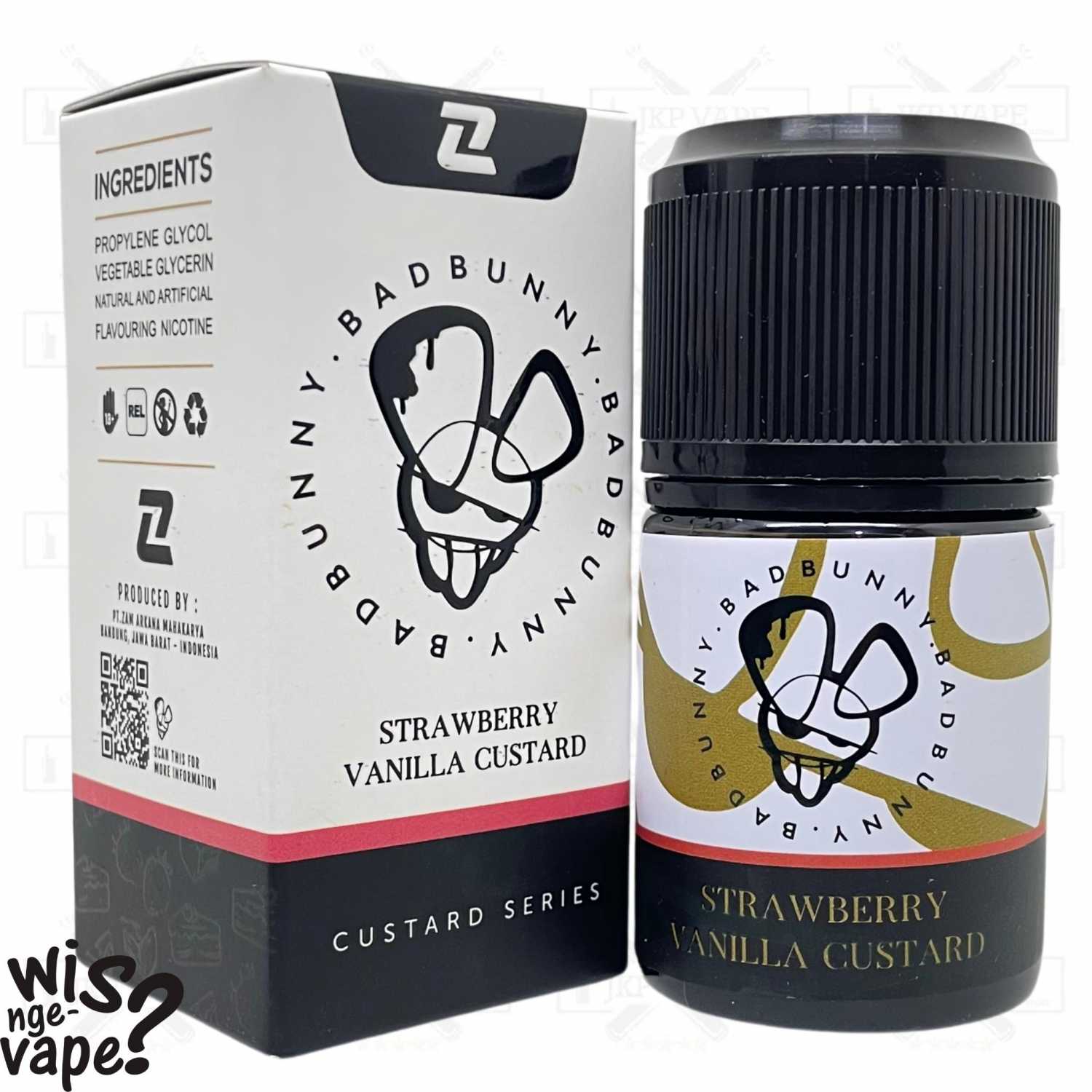Jual Bad Bunny Strawberry Vanilla Custard 60ml - Liquid BadBunny