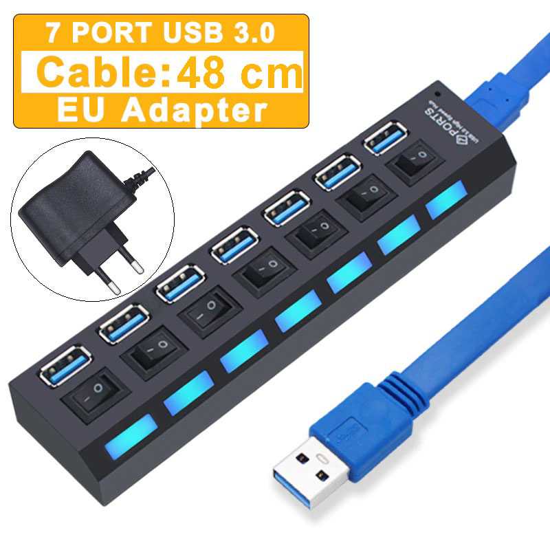 Jual YUANRURU USB Hub 7 Port USB 3.0 High Speed Extender - Y445