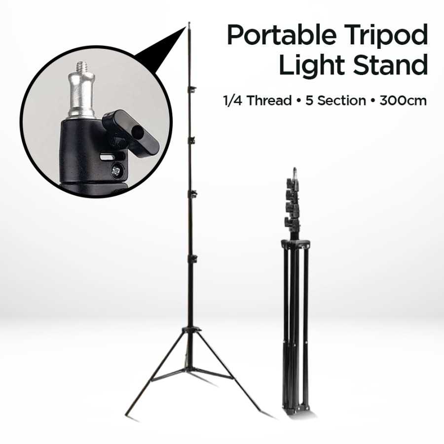 Jual TaffSTUDIO Light Stand Tripod 300cm 5 Section for Studio