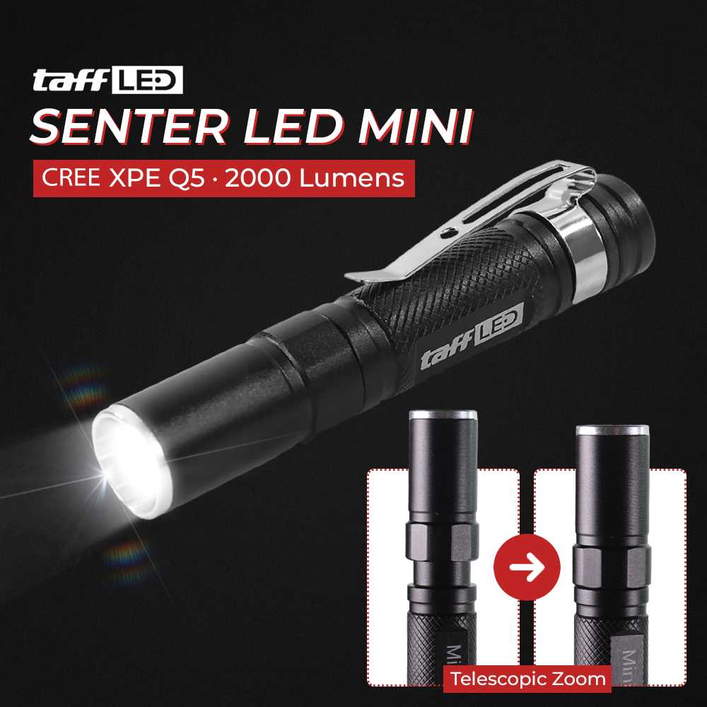 Jual TaffLED Senter LED Mini Cree XPE Q5 2000 Lumens - Mini864
