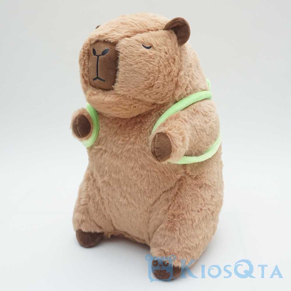 Jual boneka capybara marmut raksasa coklat bawa ransel kura kura