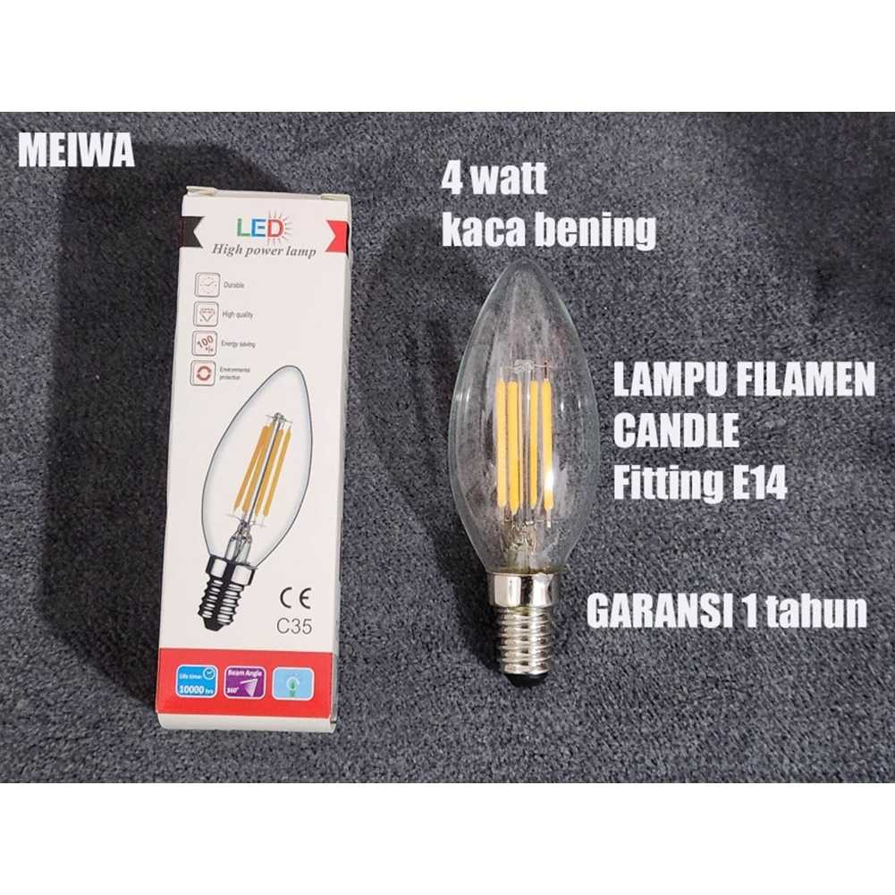Jual Lampu Led filamen candle 4W fitting E14 edison C35 garansi