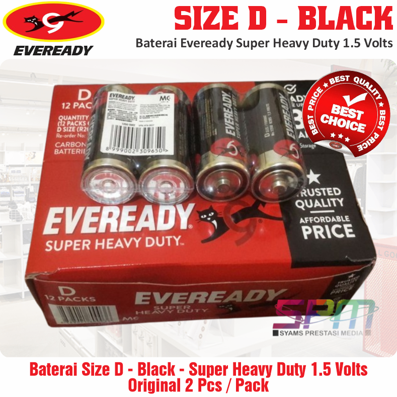 Jual BATERAI EVEREADY BESAR SIZE D R20S HITAM - HEAVY DUTY