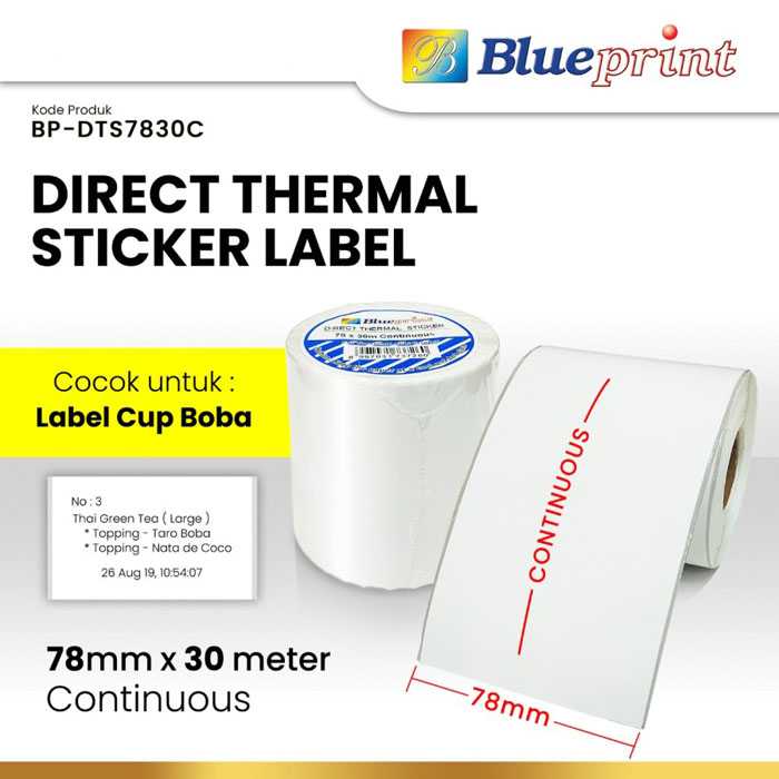 Jual Blueprint Direct Thermal Sticker Label Stiker Barcode 78x30