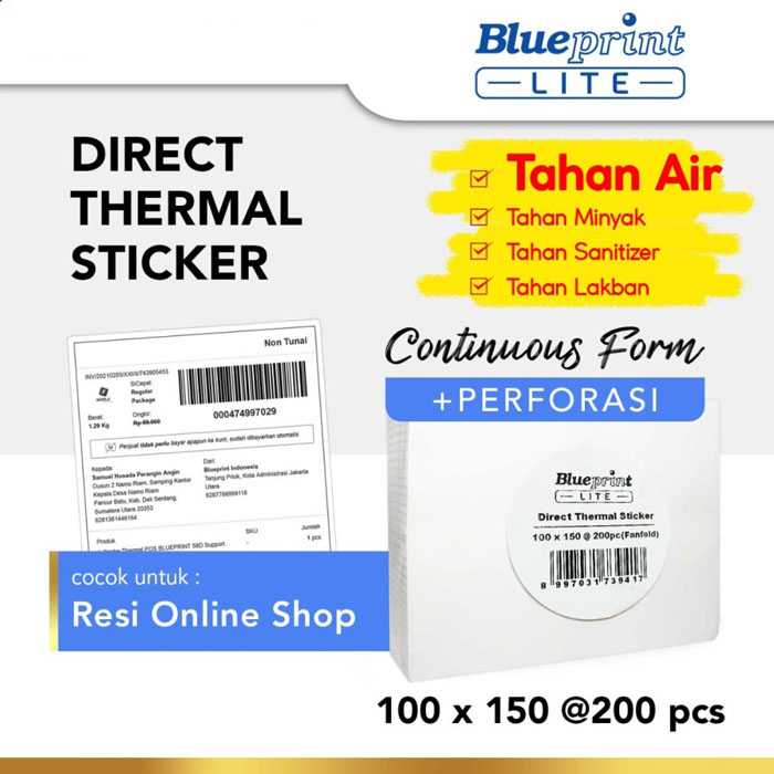 Jual Blueprint Lite Direct Thermal Sticker Label Stiker Barcode