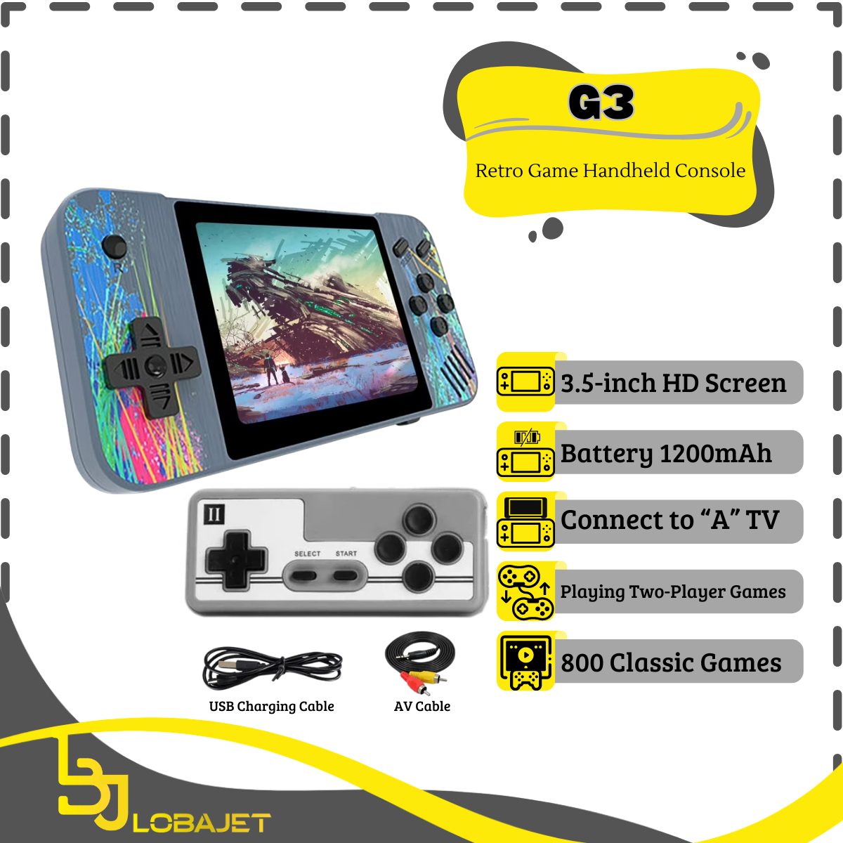 Jual G3 - Retro Game Handheld Console 3.5 inch - 800 Games in 1