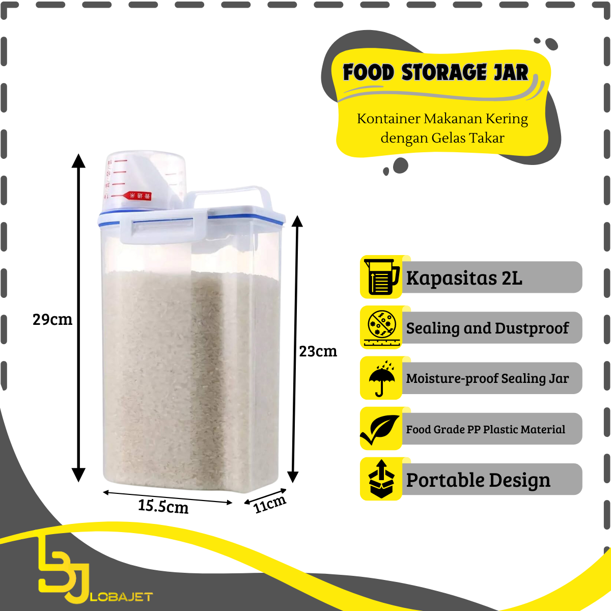 Jual Food Storage Jar 2 Kg - Kontainer Makanan Kering dengan