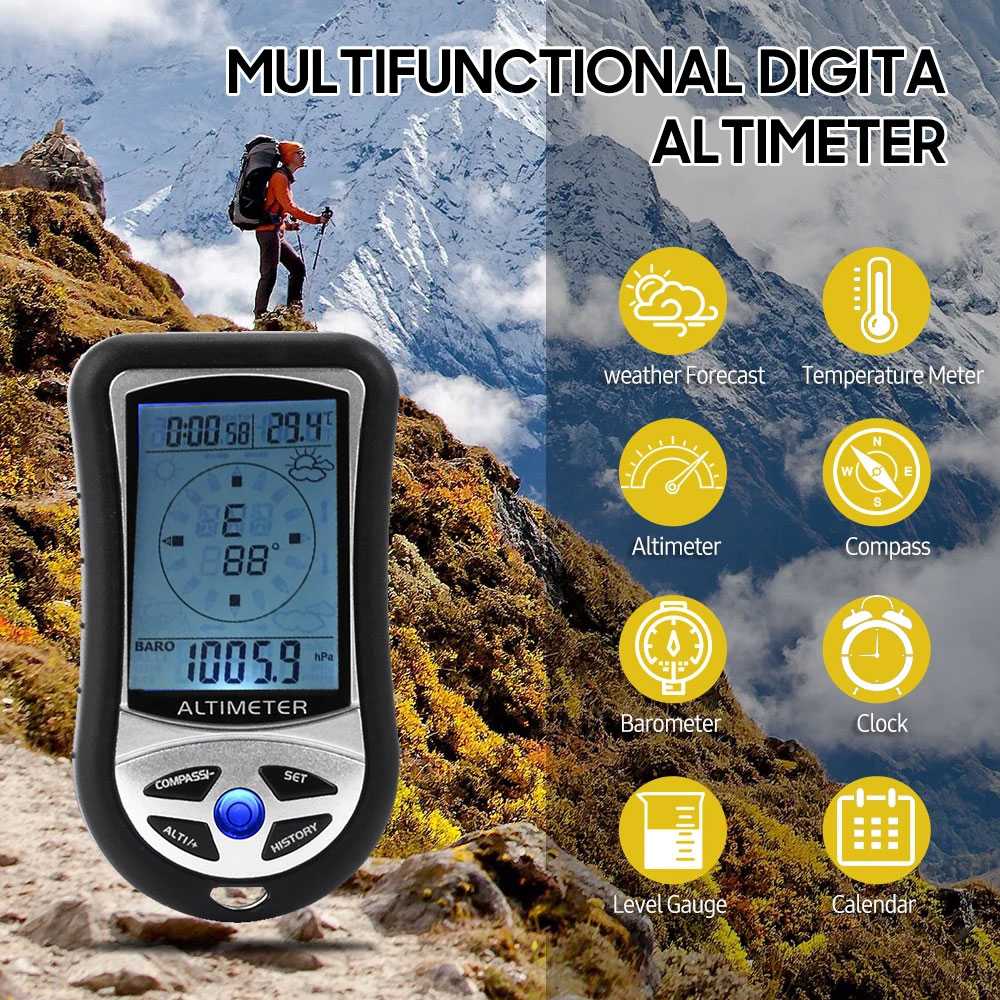 Jual Mini 8 in1 LED Digital Multifunction Outdoor Compass - RV77