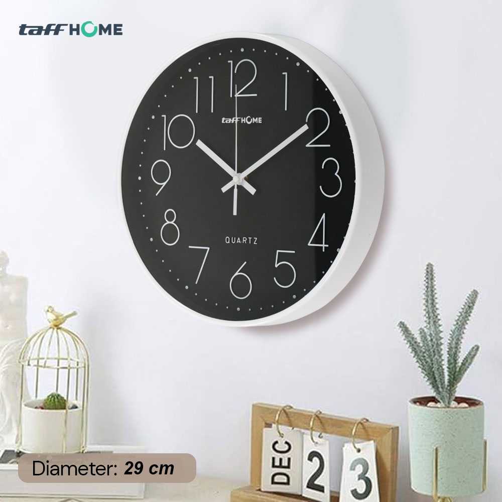 Jual TaffHOME Jam Dinding Bulat Quartz Indoor Wall Clock Round