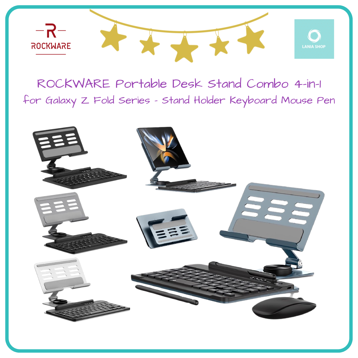 Jual ROCKWARE Portable Desk Stand Combo 4-in-1 for Galaxy Z Fold
