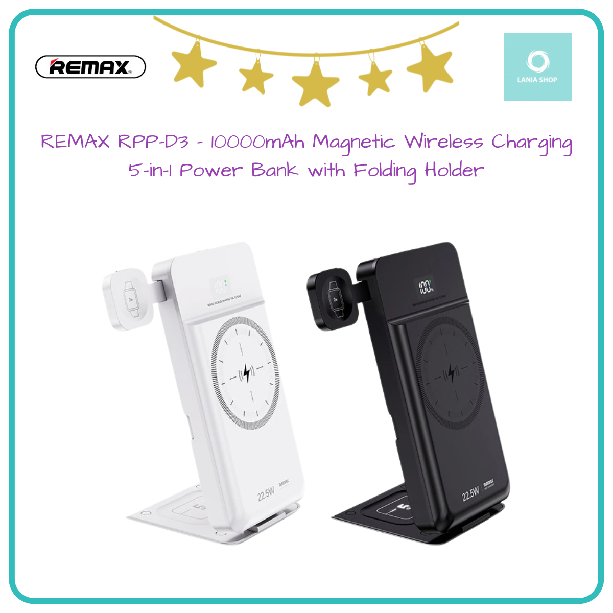 Jual REMAX RPP-D3 - 10000mAh Magnetic Wireless Charging 5-in-1