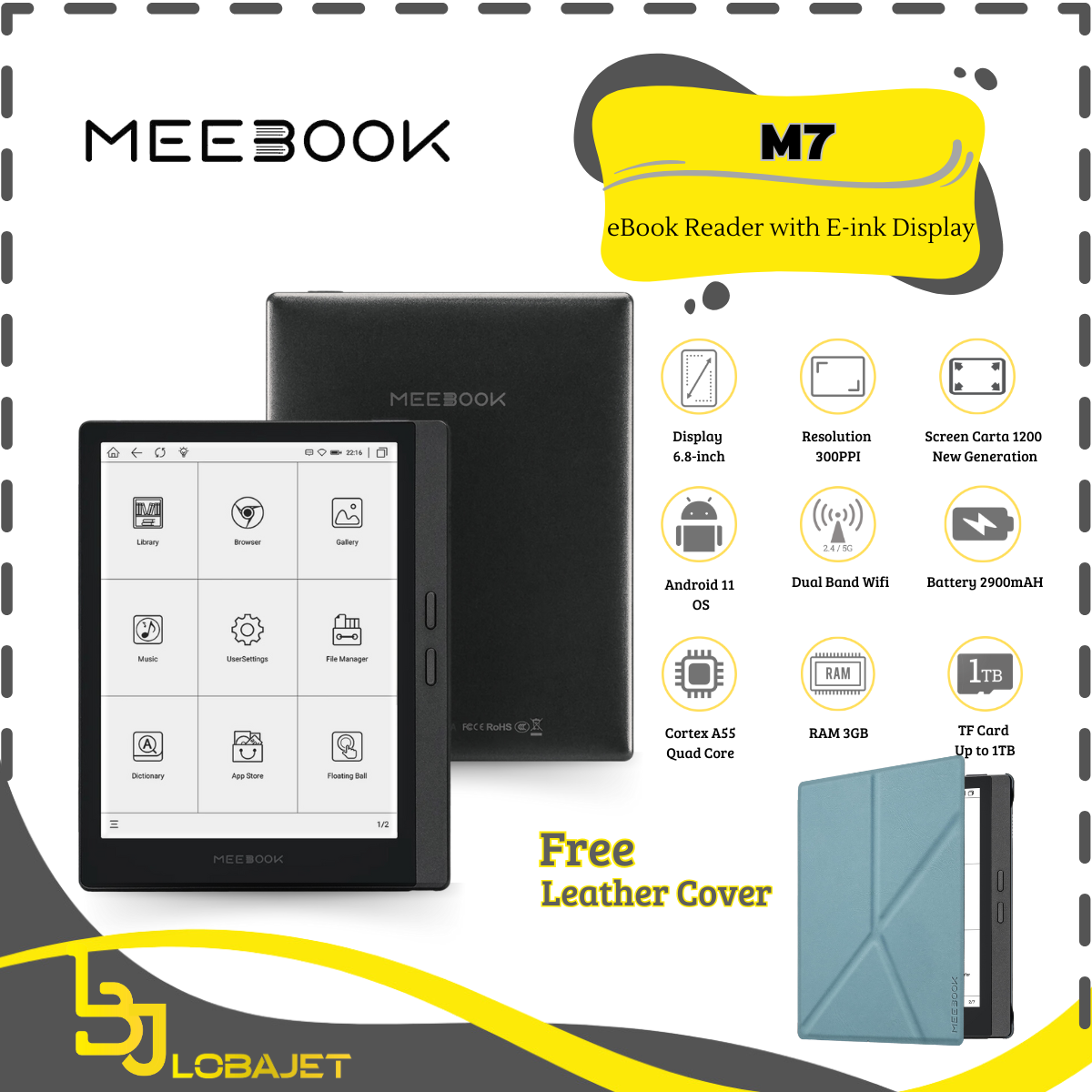 Jual MEEBOOK M7 - 6.8-inch eBook Reader with E-ink Display