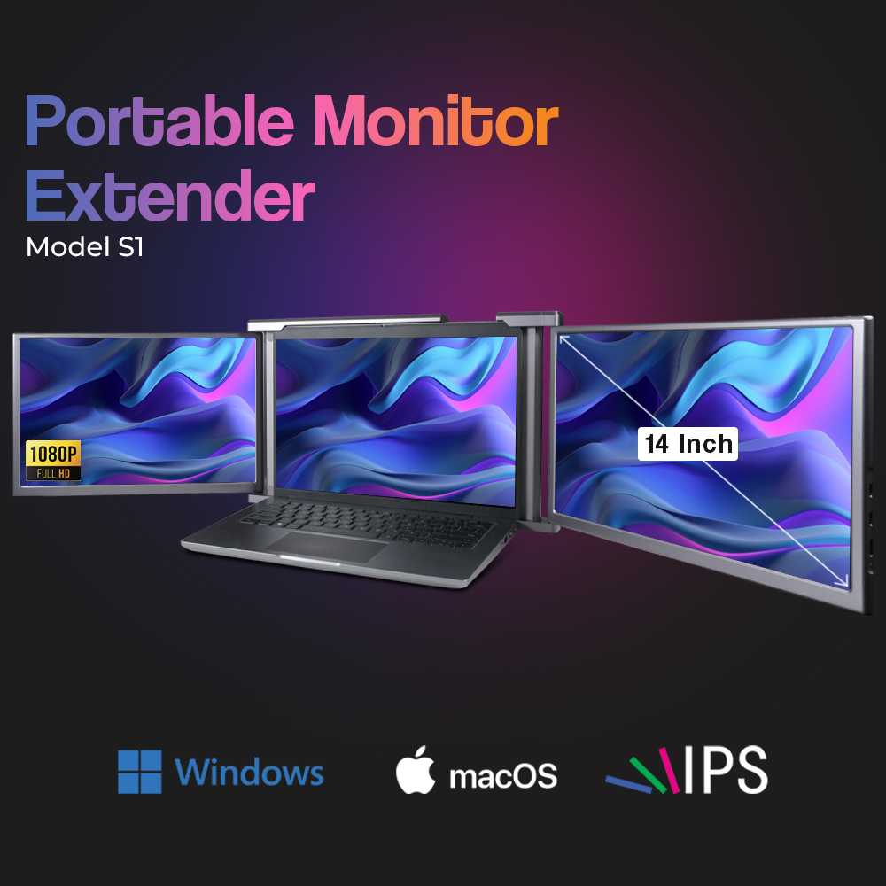Jual Aibecy Portable Monitor Dual Screen Extender 14 Inch IPS