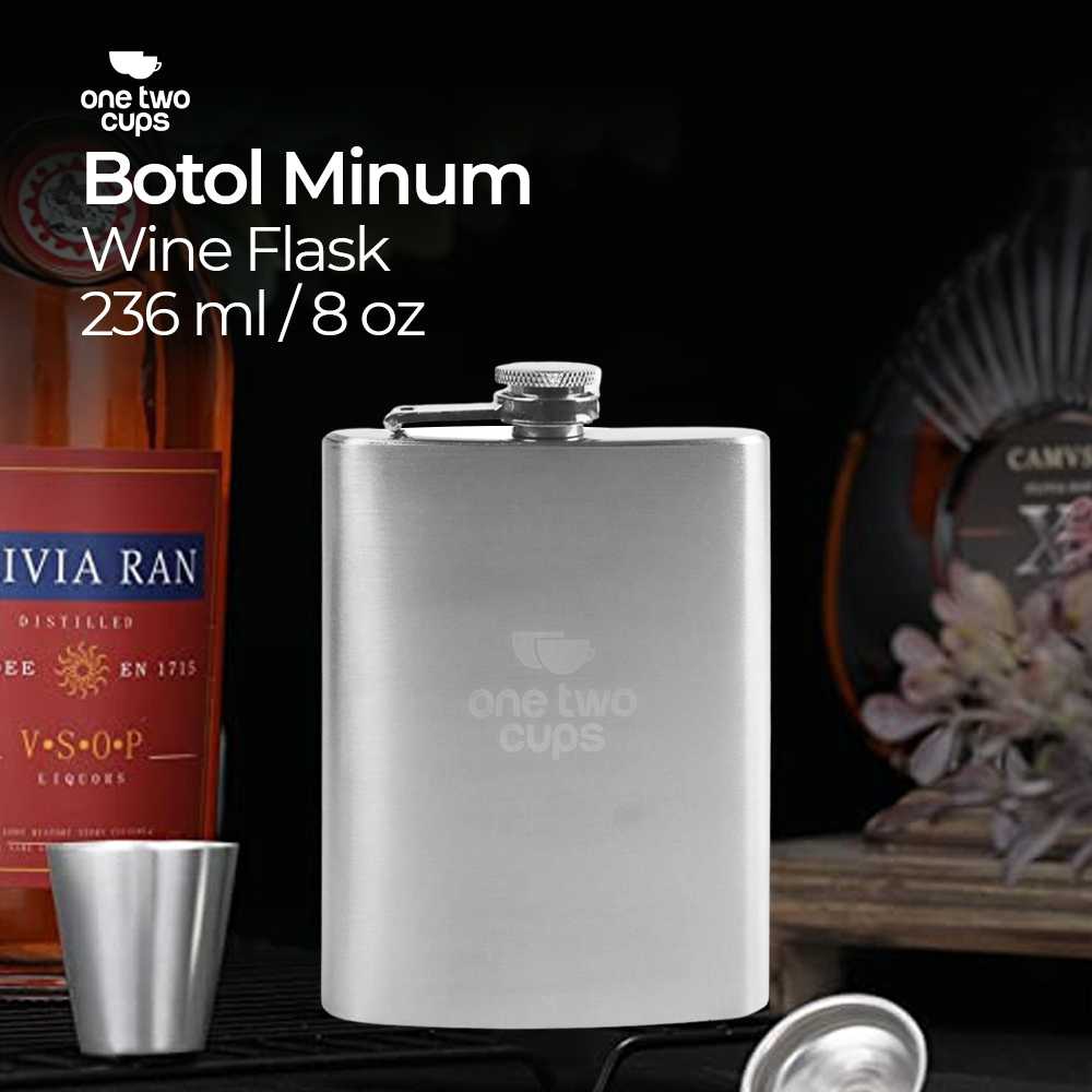 Jual One Two Cups Botol Minum Wine Bir Hip Flask Stainless Steel