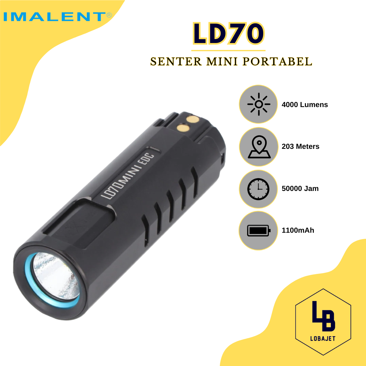Jual IMALENT LD70 - Mini EDC Flashlight 4000 Lumens - Senter