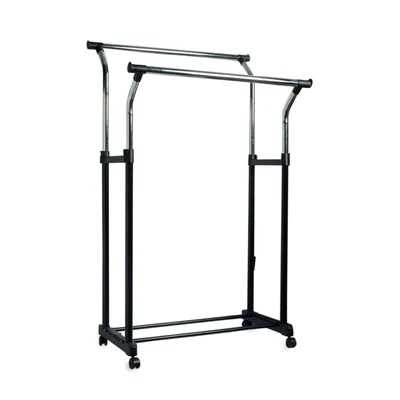 Jual Stand Hanger Rak Besi Gantungan Pakaian Baju Double Dg Roda