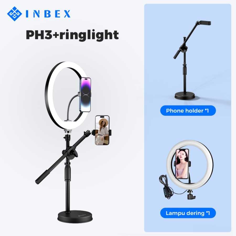 Jual INBEX PH2 Stand Overhead Foto Selfie Live 360° + Ring Light