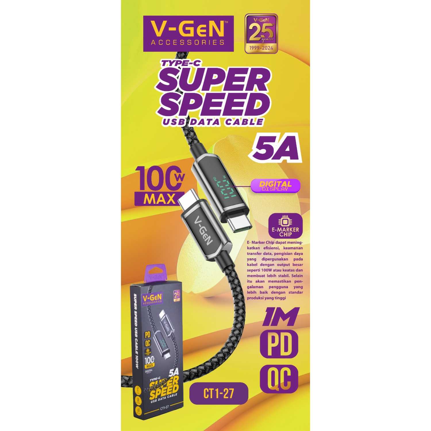 Jual Kabel Data V-GeN CT1-27 Type C to Type C Super Fast | Jakmall.com