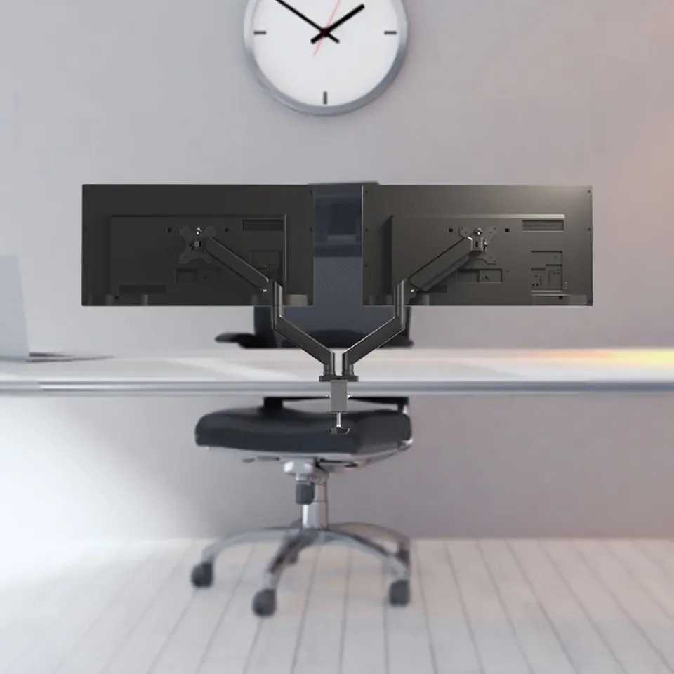 Jual S-HAN Bracket Monitor Table Mount Dual Arm VESA 100 x 100