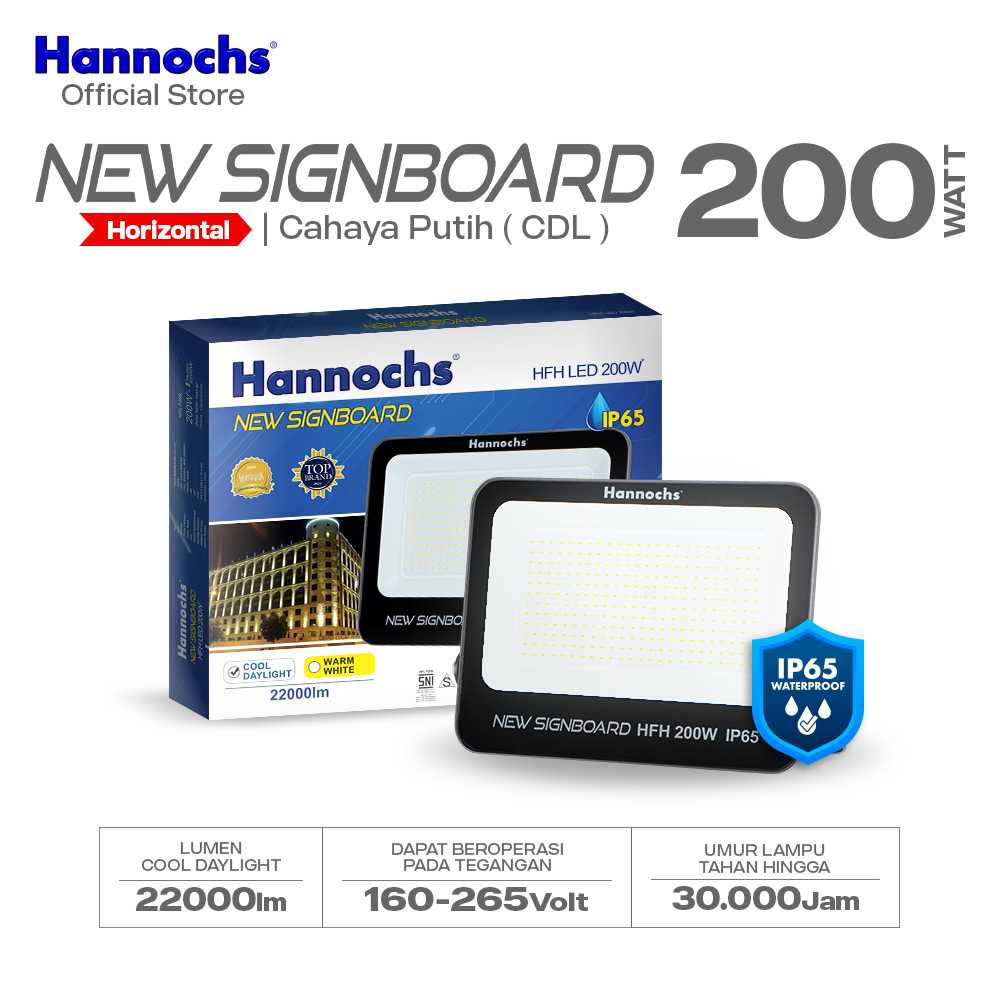 Jual Hannochs Lampu Sorot LED Flood Light New Signboard HFH 200W