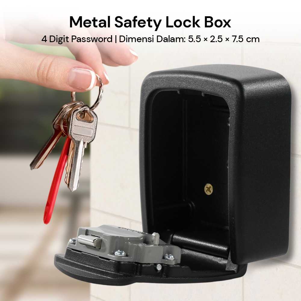 Jual MOOL Kotak Brankas Safety Lock Box Metal 4 Digit Password
