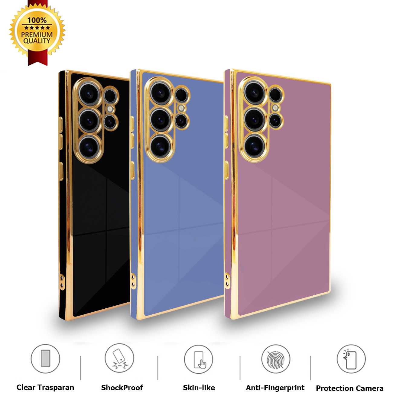 Jual Samsung S24 Ultra Case Luxury Straight Edge Plating Soft TPU