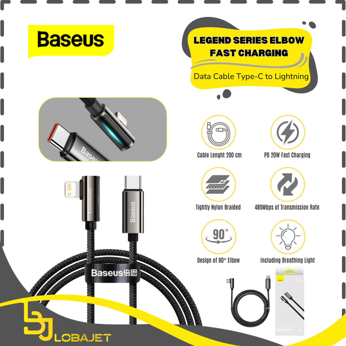Jual BASEUS Legend Series Elbow Fast Charging Cable Type C to